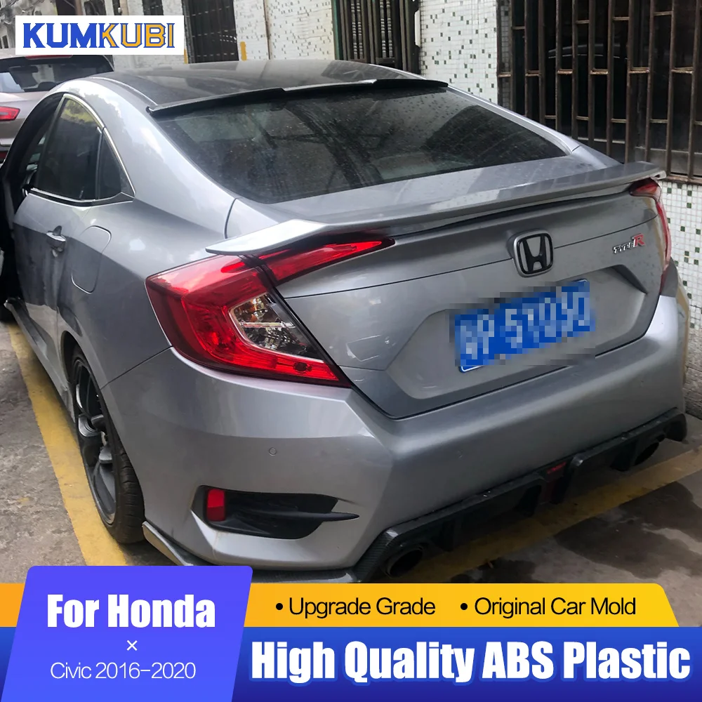For-Honda-Civic-Spoiler-High-Quality-ABS-Material-Car-Rear-Wing-Primer ...