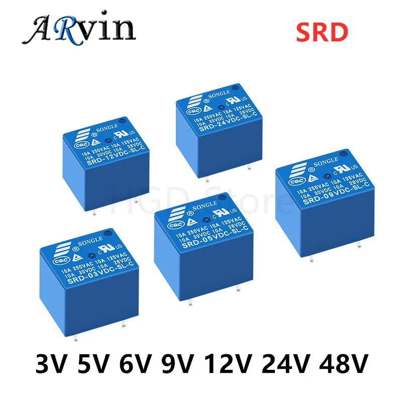 10pcs Relay SRD-03VDC-SL-C SRD-05VDC-SL-C SRD-12VDC-SL-C SRD-24VDC-SL-C ...