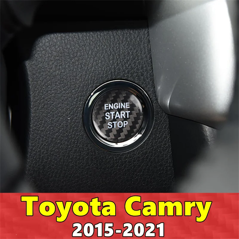 For-Toyota-Camry-Car-Engine-Start-Stop-Button-Cover-Real-Carbon-Fiber ...