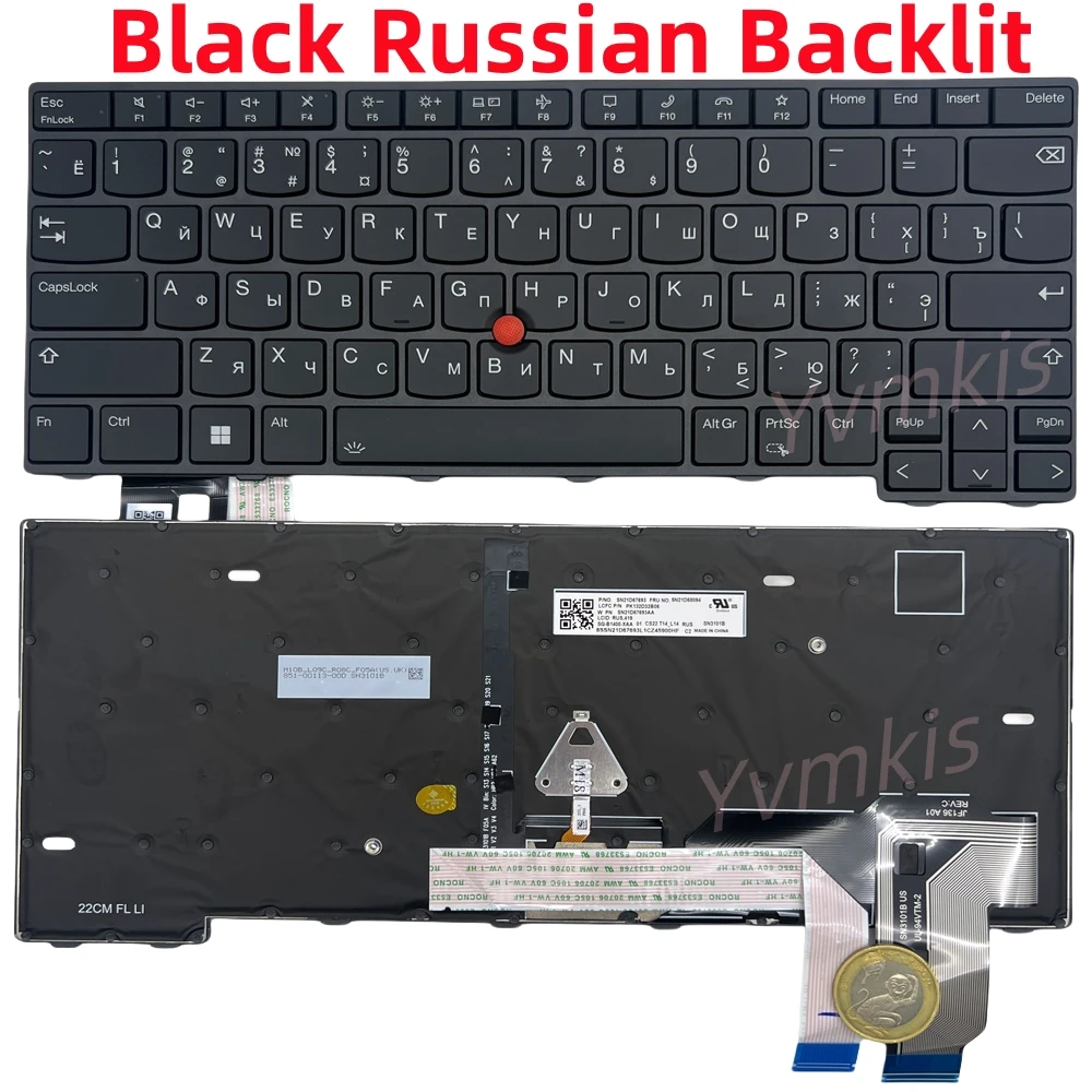 Russian/Ru Backlit laptop Keyboard for Lenovo ThinkPad T14 Gen 3 Gen 4 ...