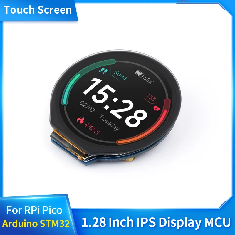 1.28 Inch IPS Round LCD Display MCU 240 x 240 65K Colors Touch Screen for Raspberry Pi Pico ...