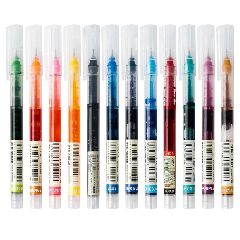 12-Color-set-Student-School-Office-Stationery-Fine-Nib-Gel-Pen-Big-Ink ...
