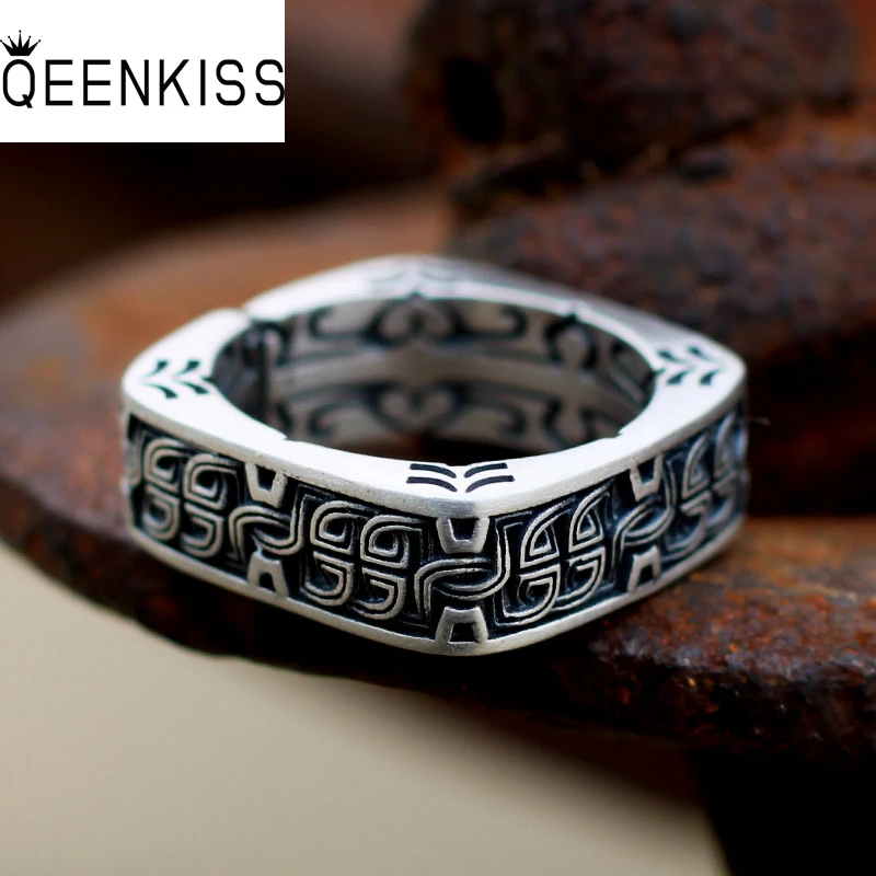 QEENKISS-925-Sterling-Silver-Round-Square-Ring-for-Men-Vintage-Open-Ring-Fine-Jewelry-Wedding ...
