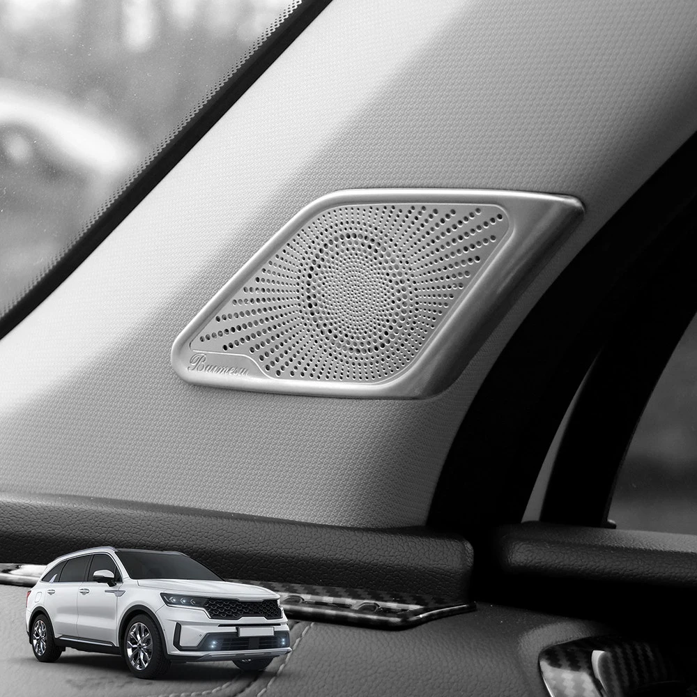 Stainless Steel Silver Audio Speaker Cover Trim A-pillar Horn Cover ...