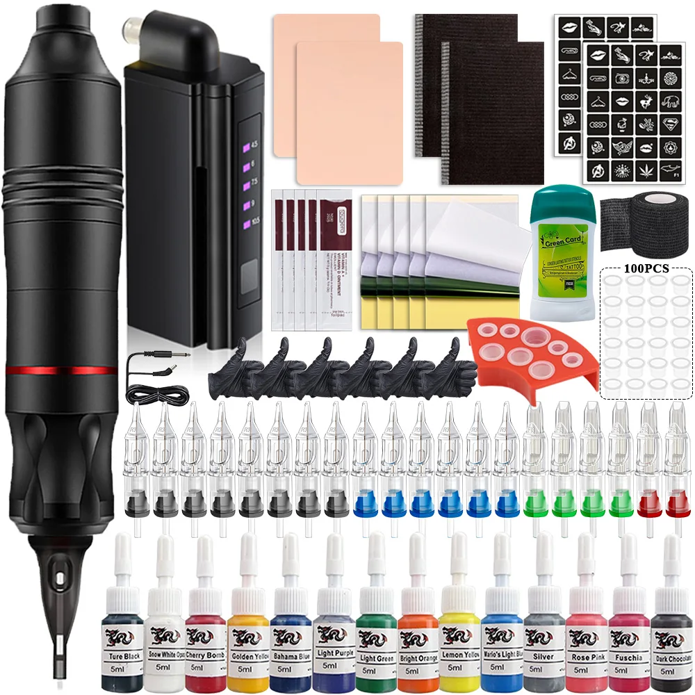 Wireless-Tattoo-Machine-Pen-Kit-Ratory-Tattoo-Gun-Set-With-Wireless ...