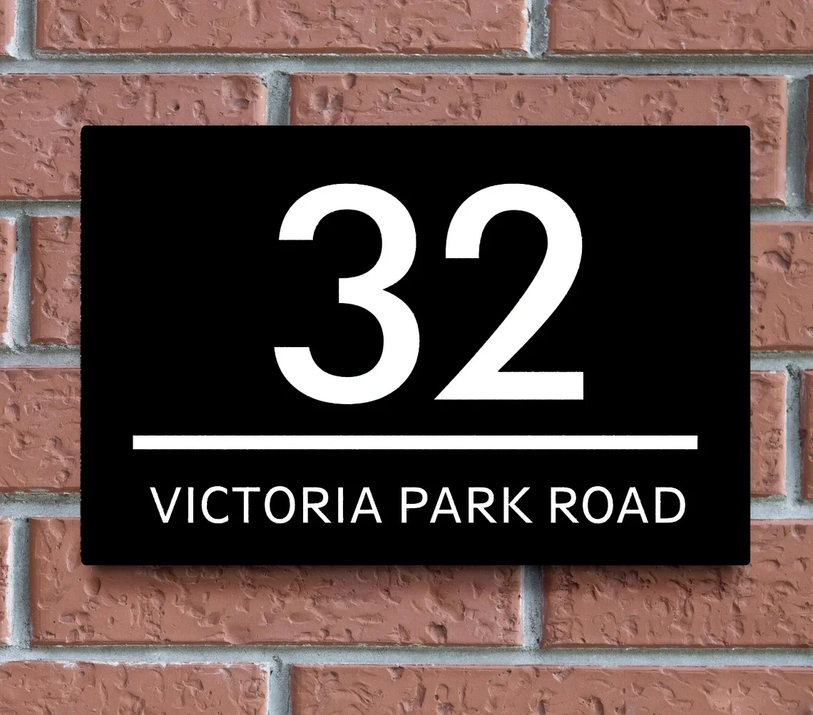 Custom-Sign-Outdoor-House-Number-Plate-Black-White-Grey-Acrylic-UV ...