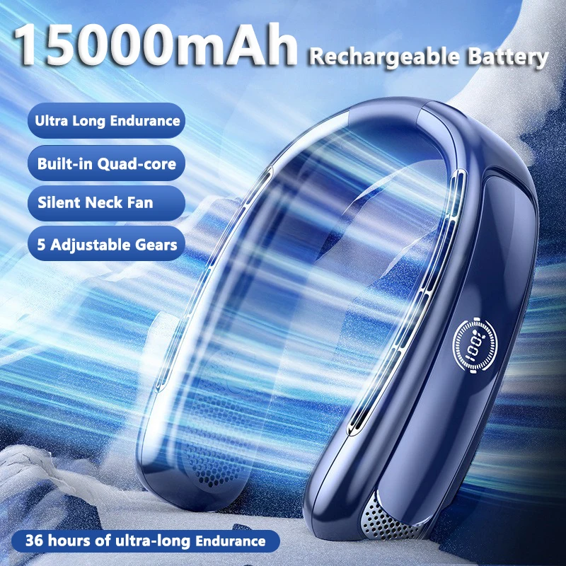 15000mah-Portable-Neck-Fan-Smart-Digital-Display-Rechargeable-Outdoors ...