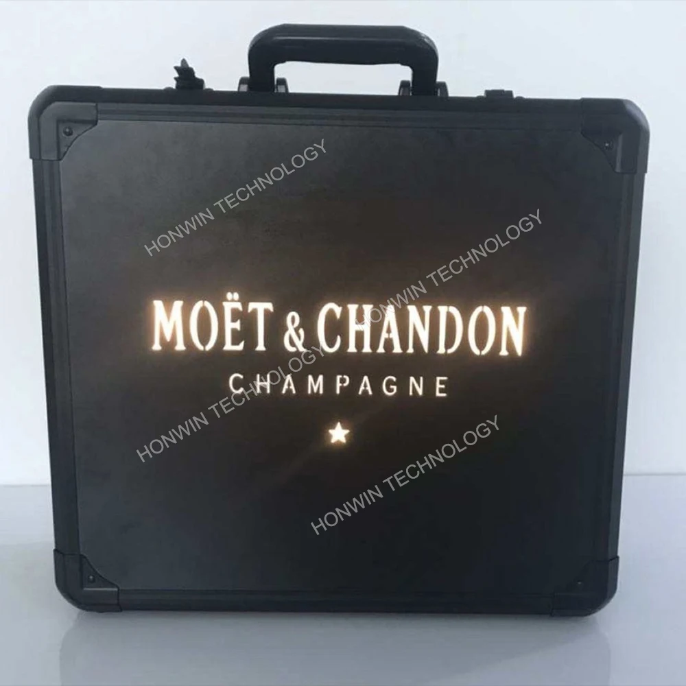 Custom Black 3 Bottles LED Moet Crown Dom Ace Wine Rack Box Bottle ...
