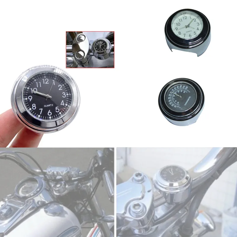Handlebar-Bar-Grip-Clock-Timepiece-Thermometer-For-Harley-BMW-YAMAHA ...