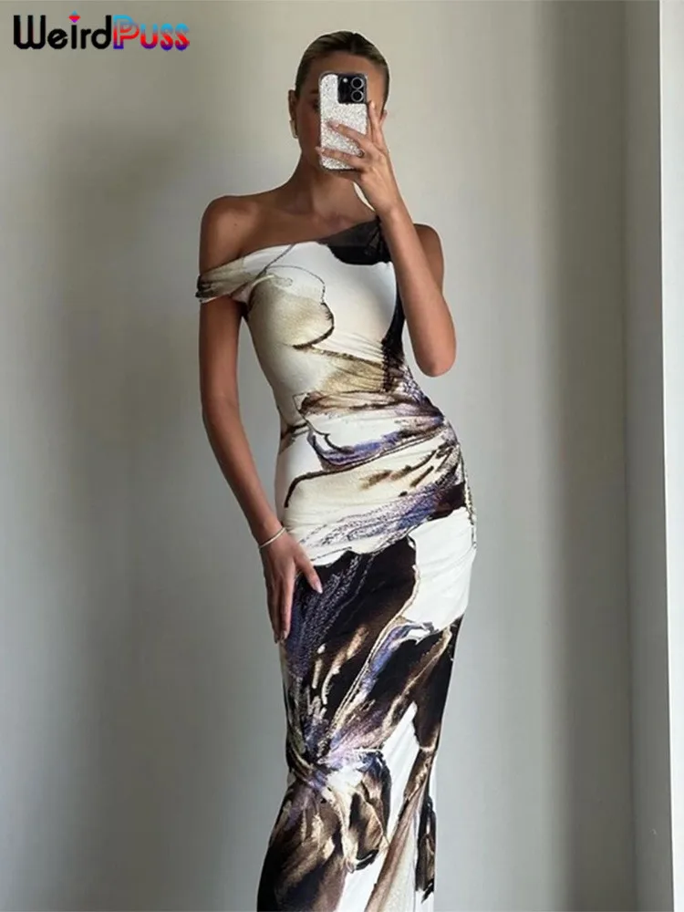 nibber-Flower-Print-Incline-Shoulder-Dress-Woman-Summer-Sexy-Chic-Cross ...