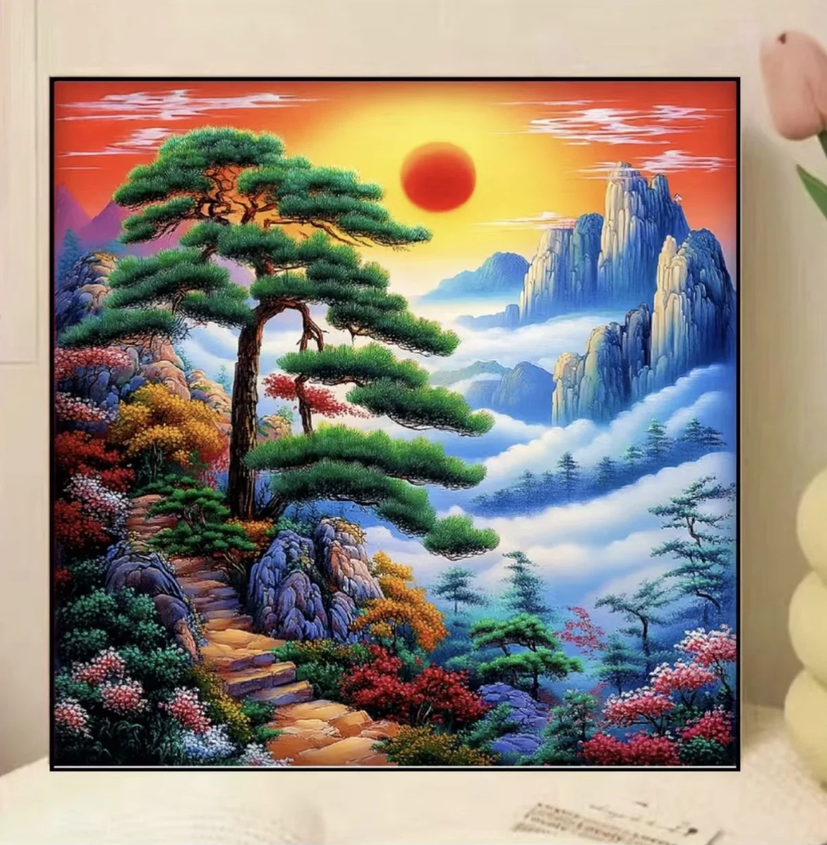 9ct 75x75cm Welcoming Pine Embroidery DIY Printed Kit Cross Stitch ...