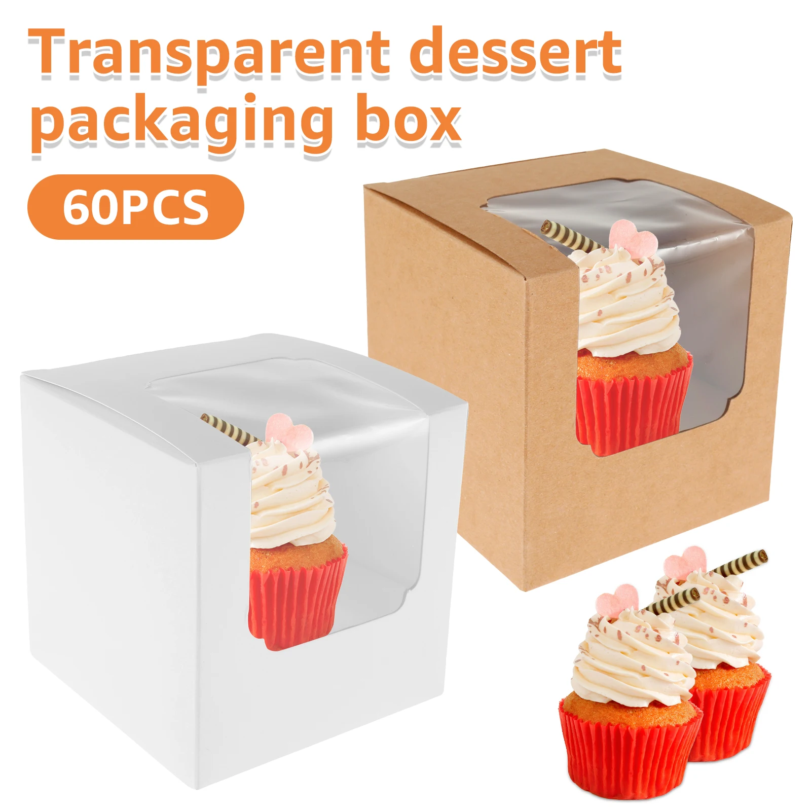 60Pcs-9cm-Cupcake-Boxes-Kraft-Paper-Mini-Packaging-Box-with-Clear ...