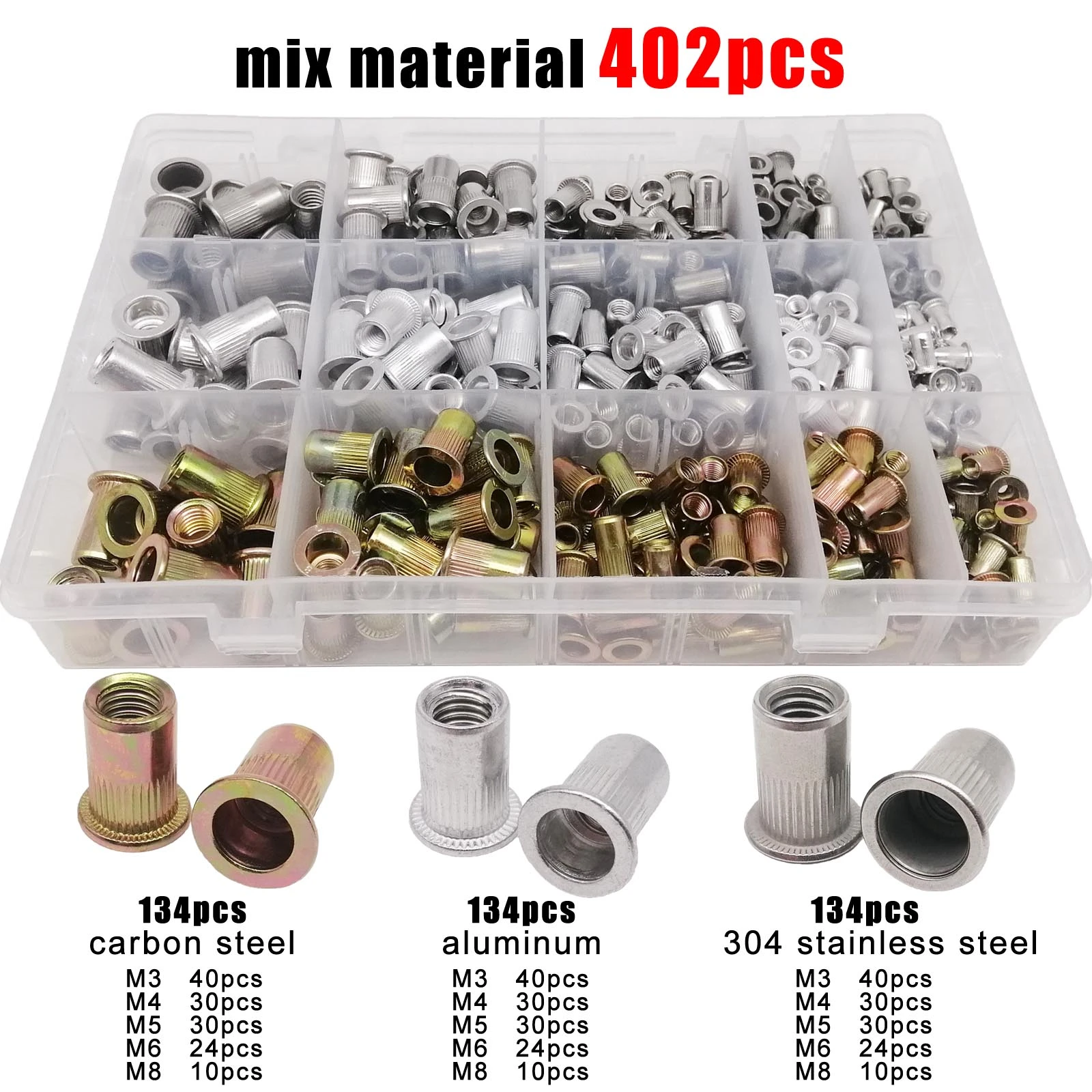 Set Stainless Steel Rivet Nuts | Assortment Box Stainless Steel - 1 Box ...