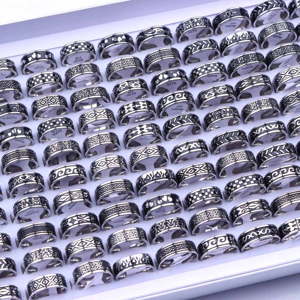 30Pcs-Lot-Classic-Stainless-Steel-Rings-For-Women-Men-Mix-Style-Fashion ...