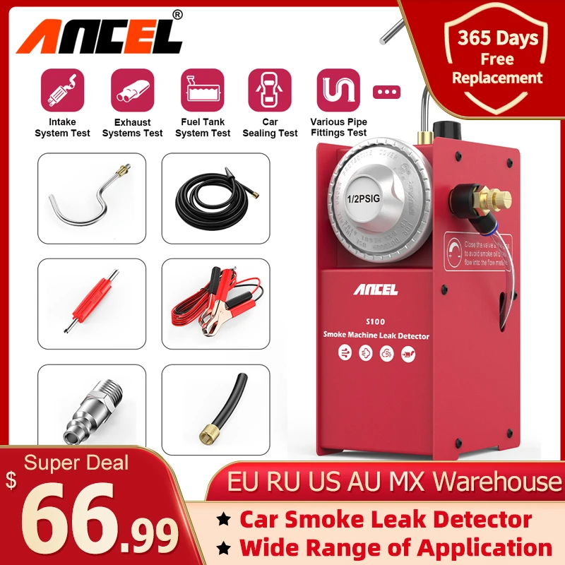 ANCEL S100 Car Smoke Leak Detector Oil Pipe Leaks Analyzer Tester Auto ...