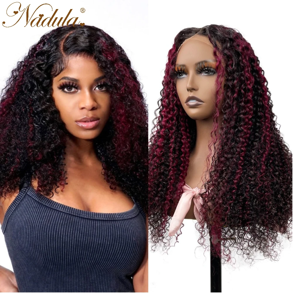Nadula-Hair-Dark-Burgundy-With-Rose-Red-Highlights-Curly-13X4-Lace ...