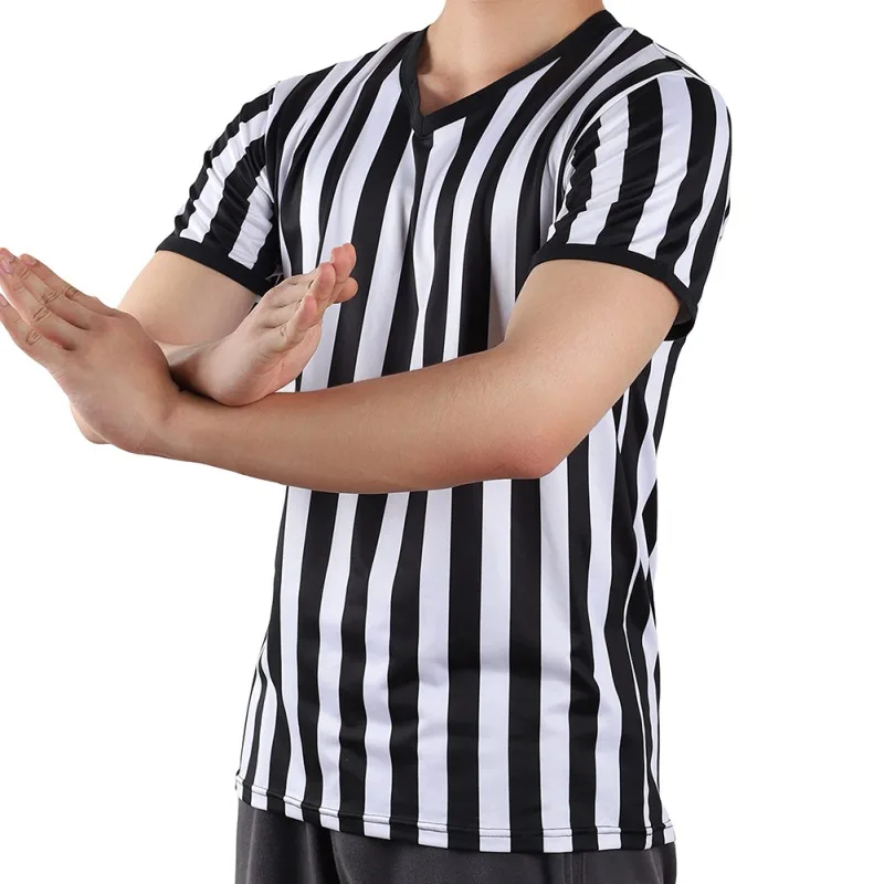 Referee-Uniform-V-neck-T-shirt-Black-And-White-Striped-Style-Referee ...