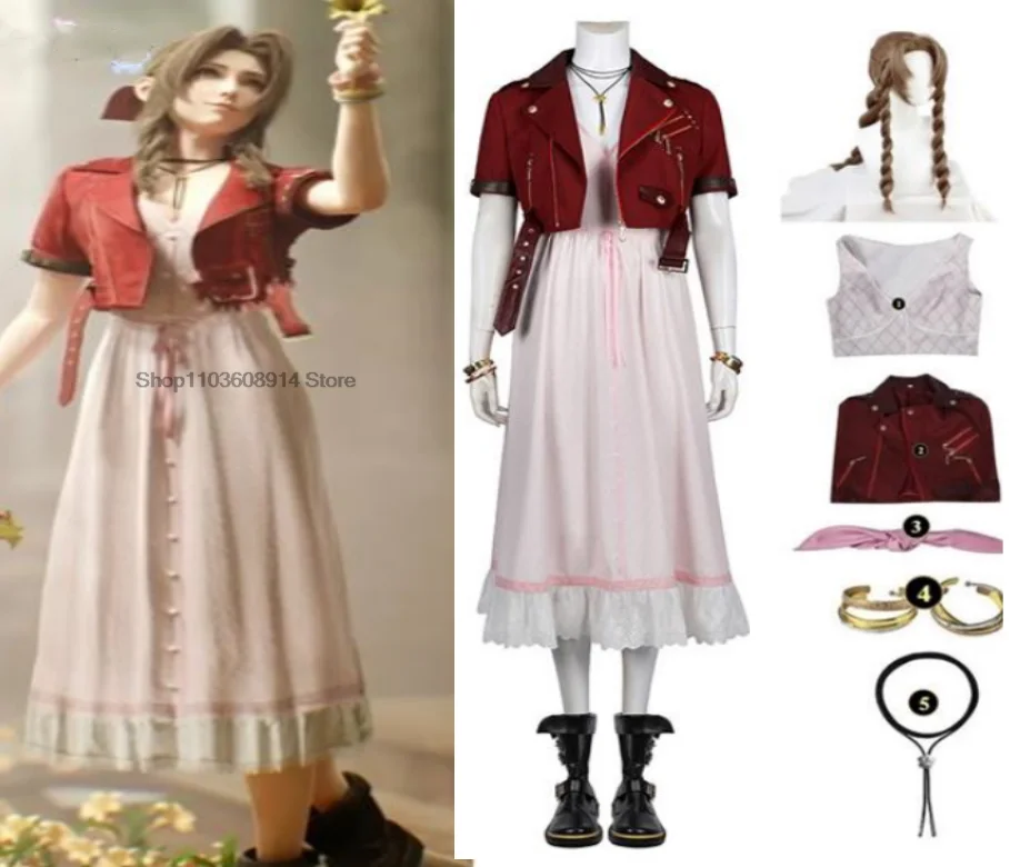 Game FF7 Adult Aerith Gainsborough Costume Cosplay Final Fantasy Remake ...