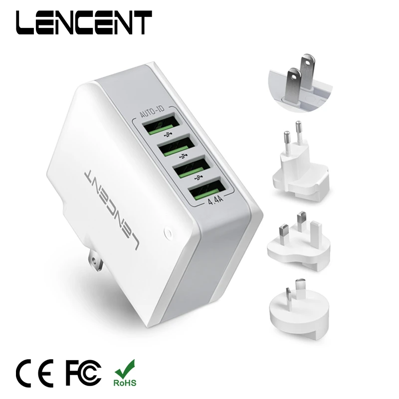 Lencent Travel Adapter Universal Power Adapter With 4 Usb Ports Wall ...