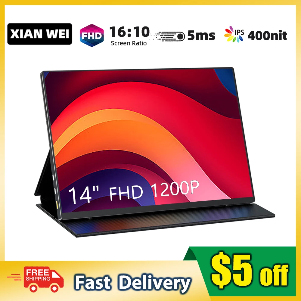 FHD-14-Inch-1200P-Portable-Monitor-100-sRGB-Display-HDMI-USB-IPS-Screen ...
