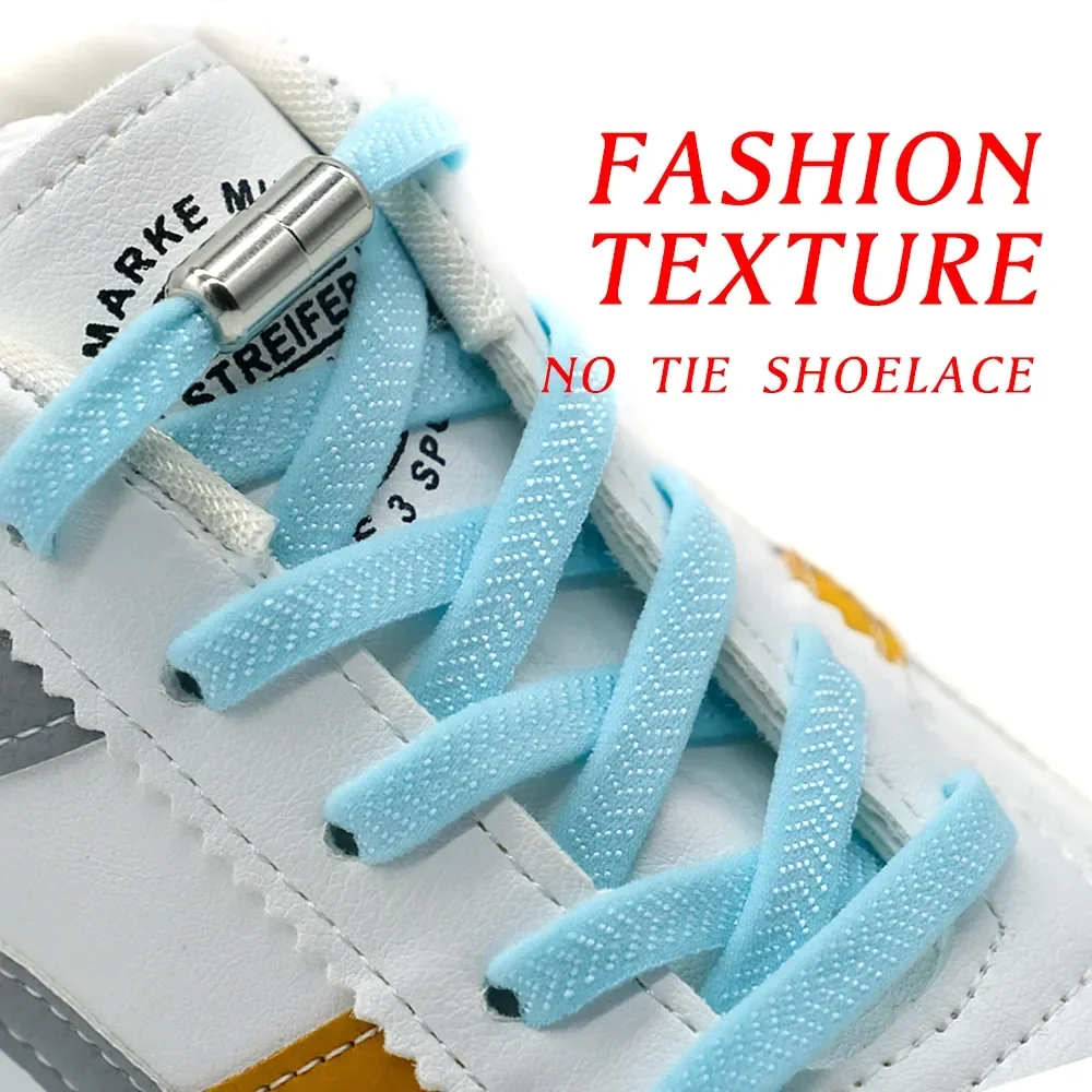 Elastic No Tie Shoelaces Flat Shoe Laces For Kids and Adult Sneakers ...