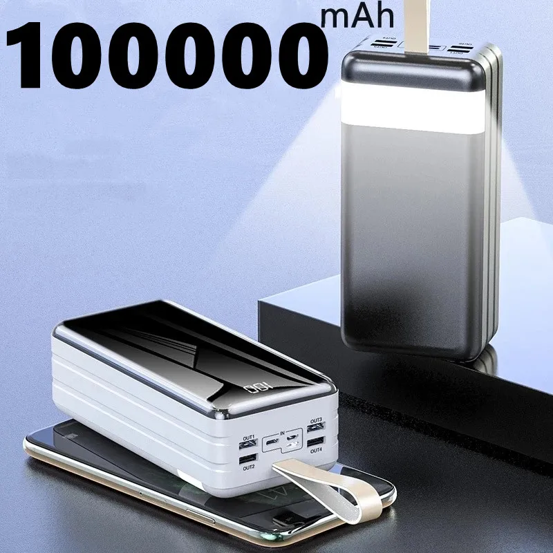 Power Bank 100000mAh Portable Charger 4 USB LED Poverbank External ...