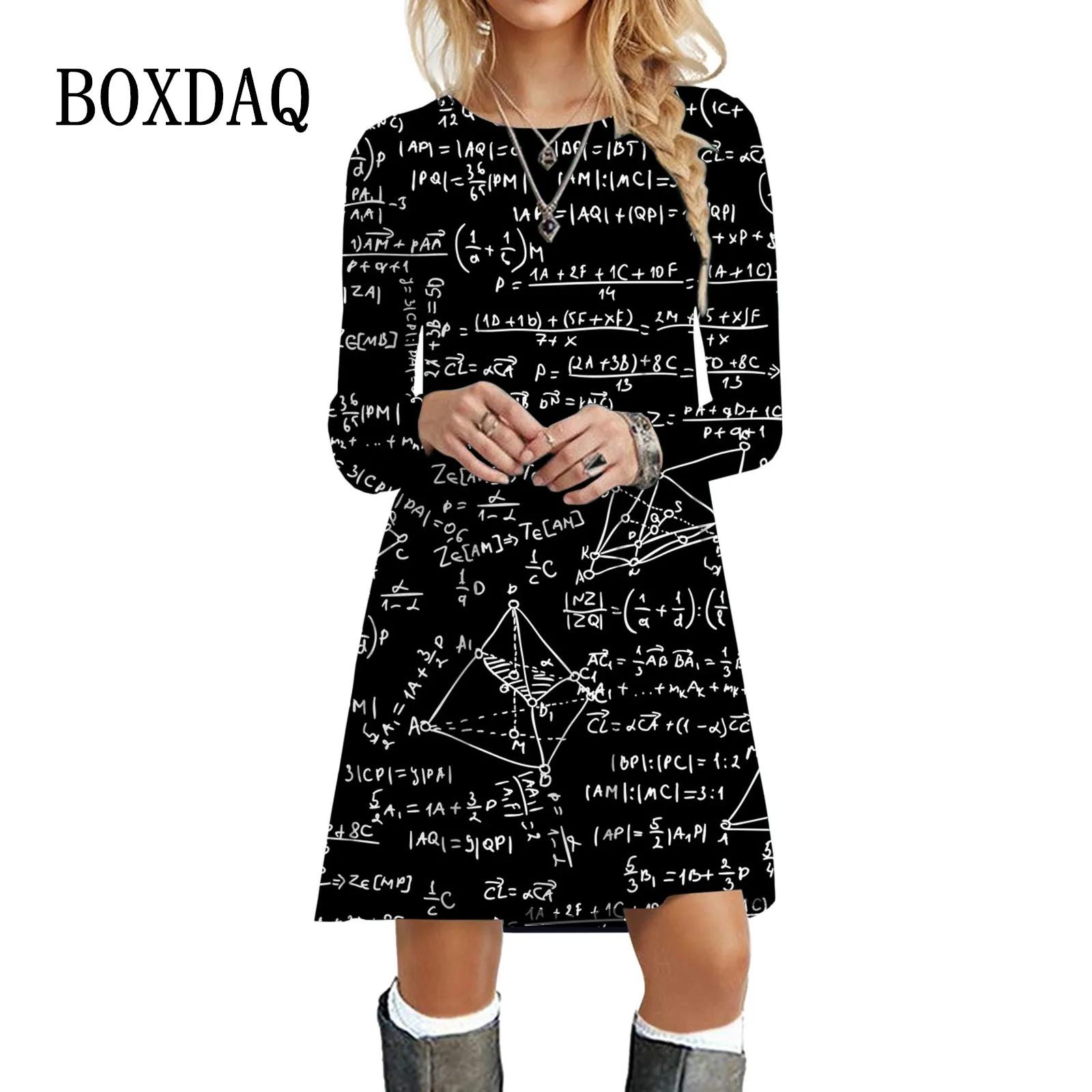Figure-Mathematical-Formula-Dresses-For-Women-Plus-Size-Clothes-Autumn ...