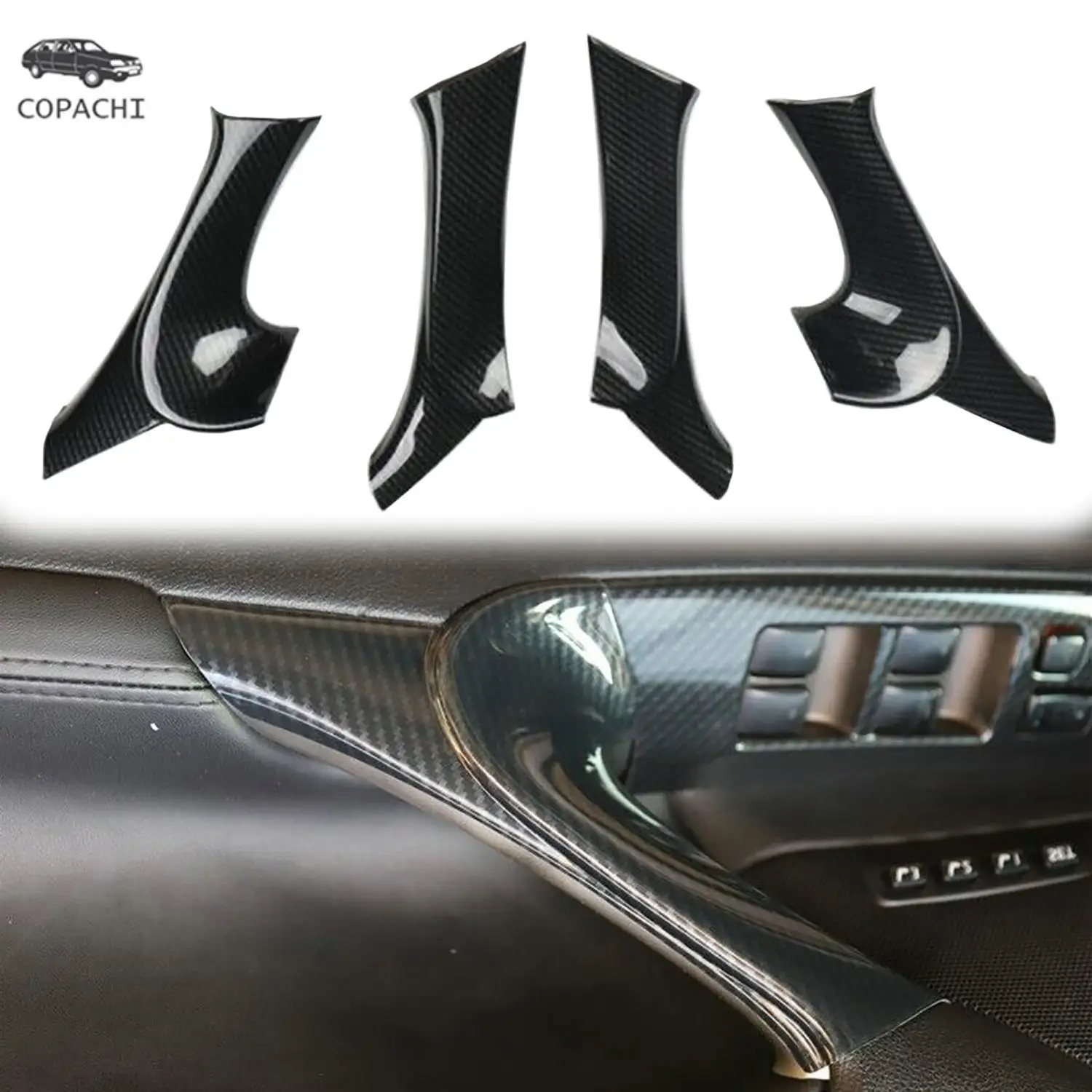 4Pcs-Carbon-Fiber-Car-Interior-Door-Armrest-Handrail-Panel-Trim-For ...