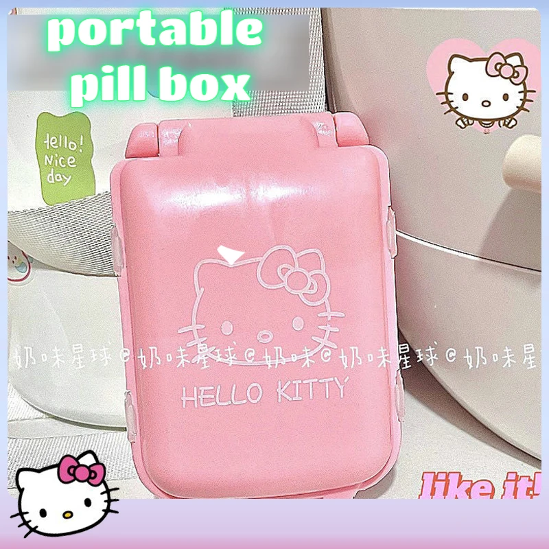 3Slots Hello Kitty Portable Pill Cases Moisture-proof Pill Box Travel ...