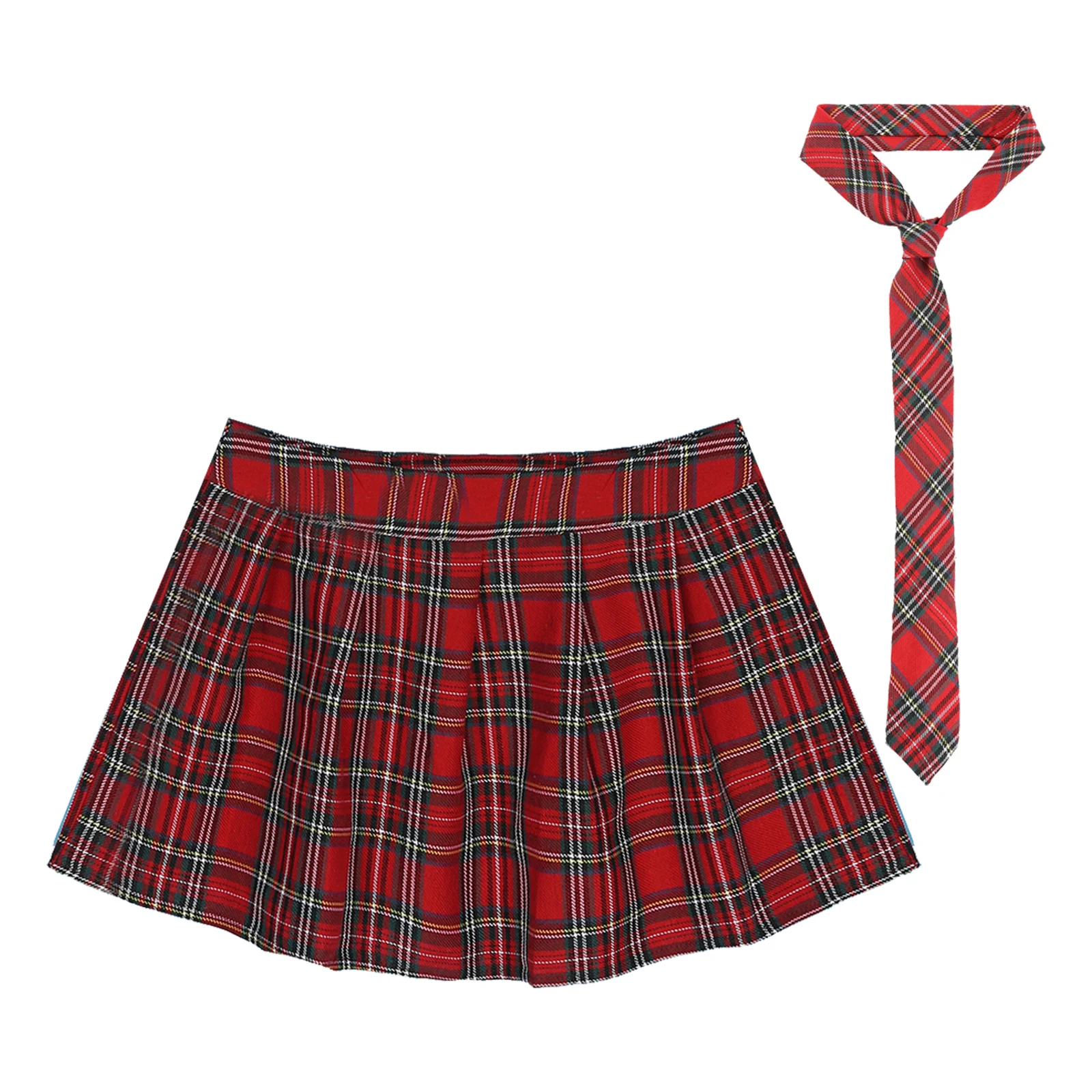 Womens Zipper Plaid Geplooide Mini Rok Met Stropdas Japanse ...