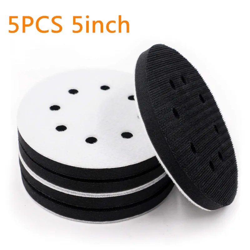 5 Pack 5 Inch 8 Holes Soft Density Interface Pads Hook and Loop 5 ...