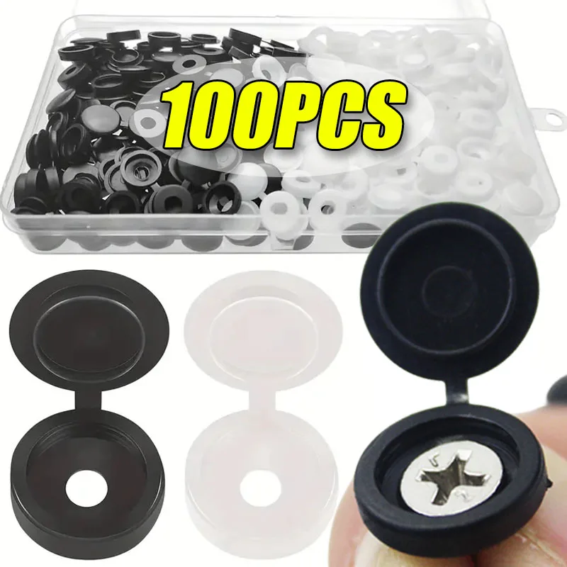 5-100PCS-Hinged-Plastic-Screw-Cap-Cover-Nuts-Fold-Snap-Protective-Cap ...