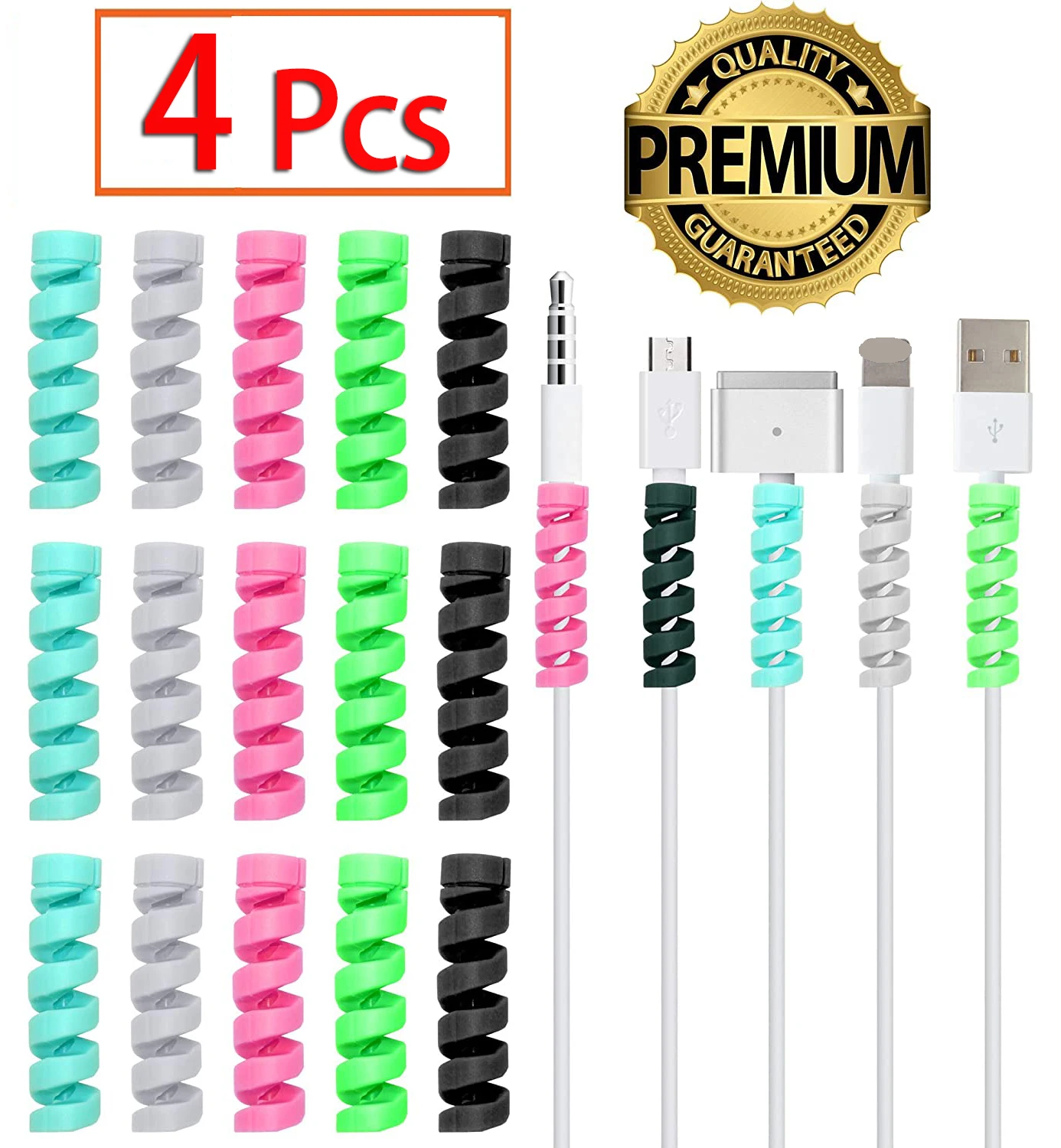 Flexible Spiral Charging Cable Protector Wire Cord Organizer Silicone ...