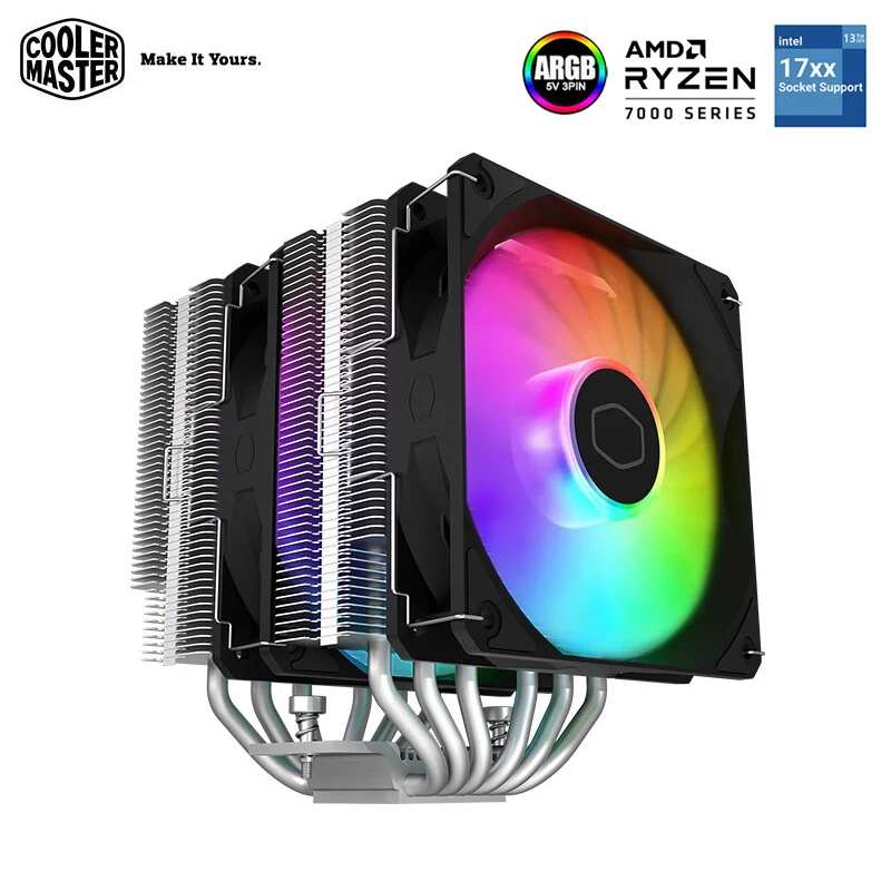 Cooler Master T620S Double Tower 6 Heat Pipe CPU Cooler Nickel Plated ...