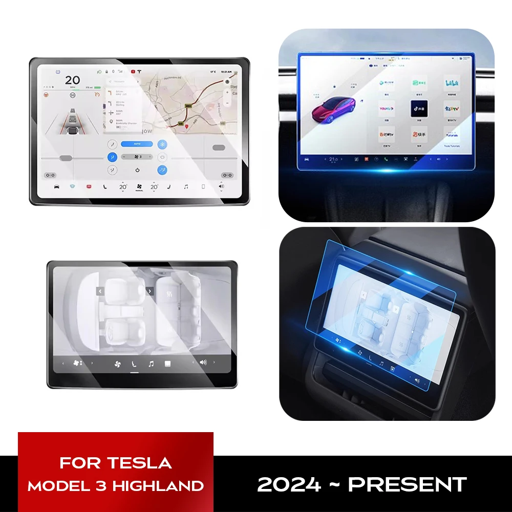 for New Tesla Model Y LAUNCH 2025 3 Highland 2024 Tempered Glass Film ...