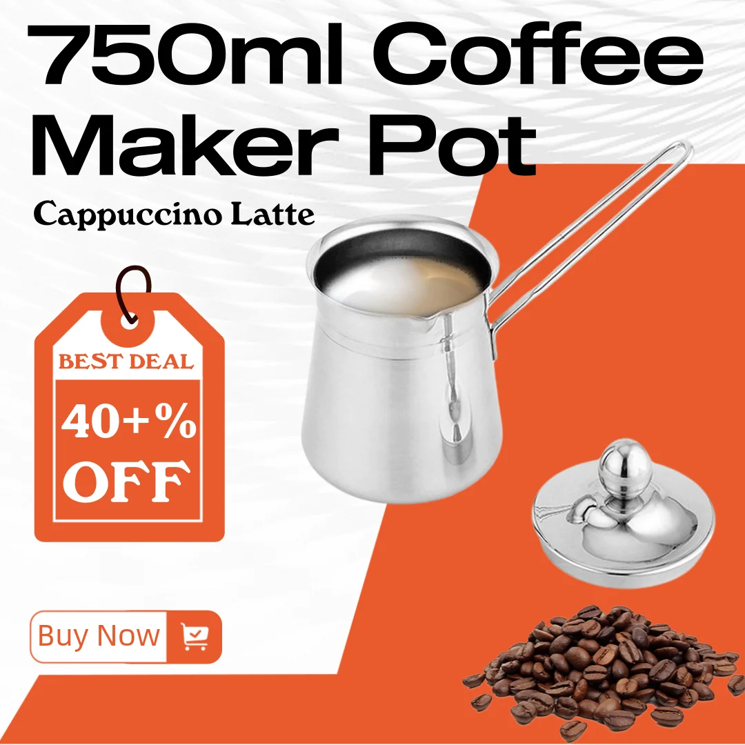 Stainless Steel Turkish Coffee Pot Multipurpose with Spout Milk Warmer ...