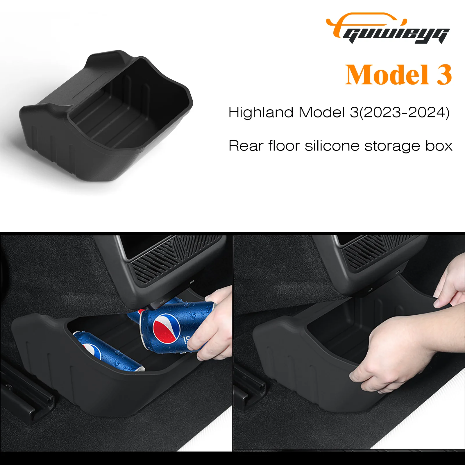 GUWIEYG Fit for Tesla Model 3 Highland Silicone Rear Floor Storage Box ...
