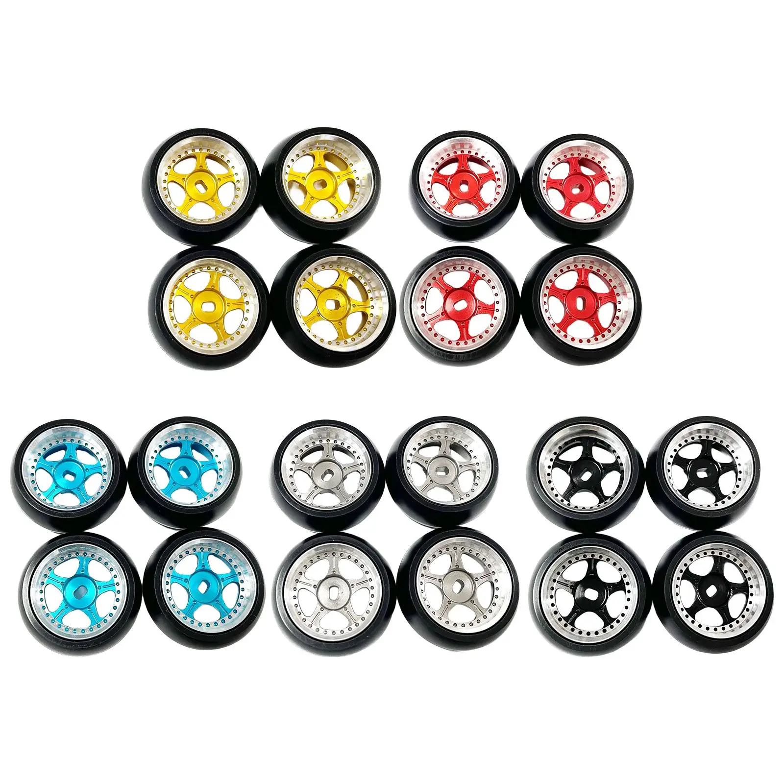 4 Pieces RC Rubber Drift Tyre Hard Anodized Wheel Rims for Wltoys K969 ...