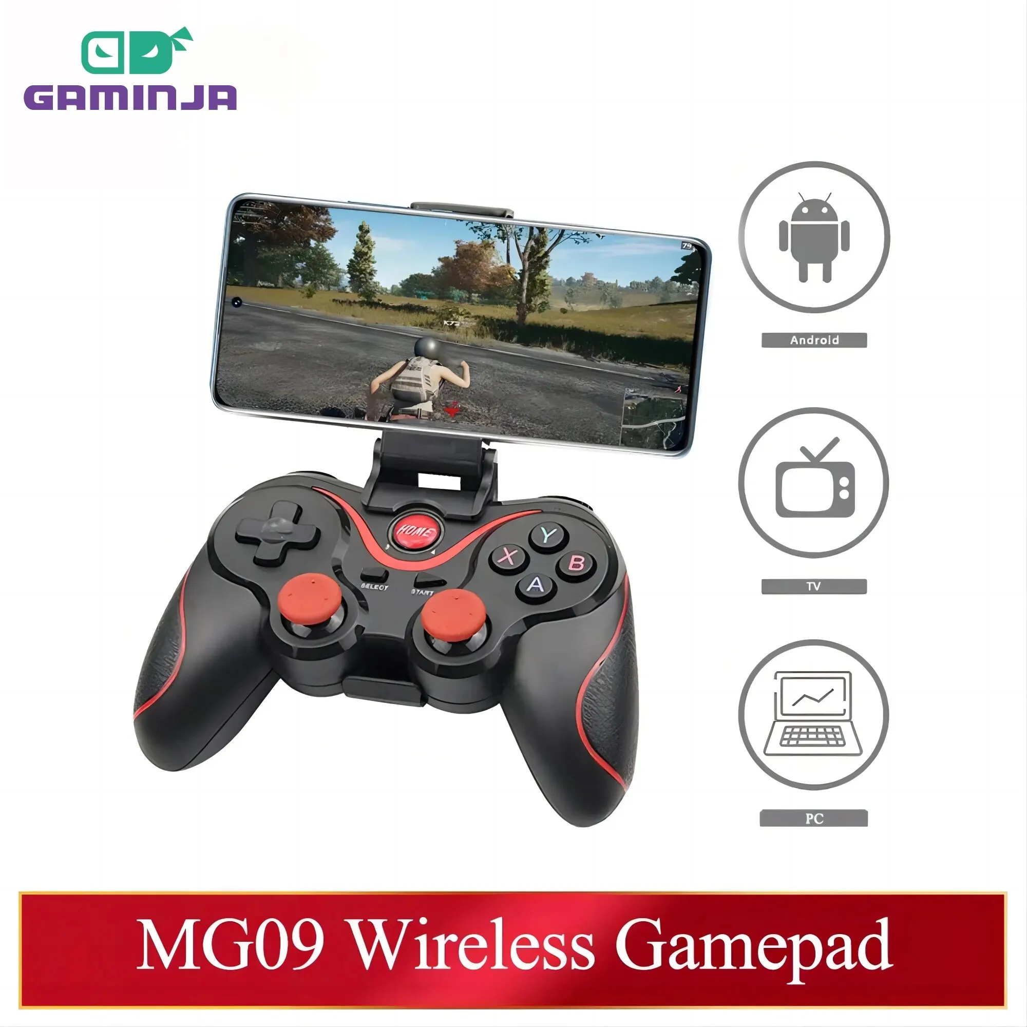 YLW MG09 Wireless Bluetooth Game Controller for PC Mobile Phone TV BOX ...