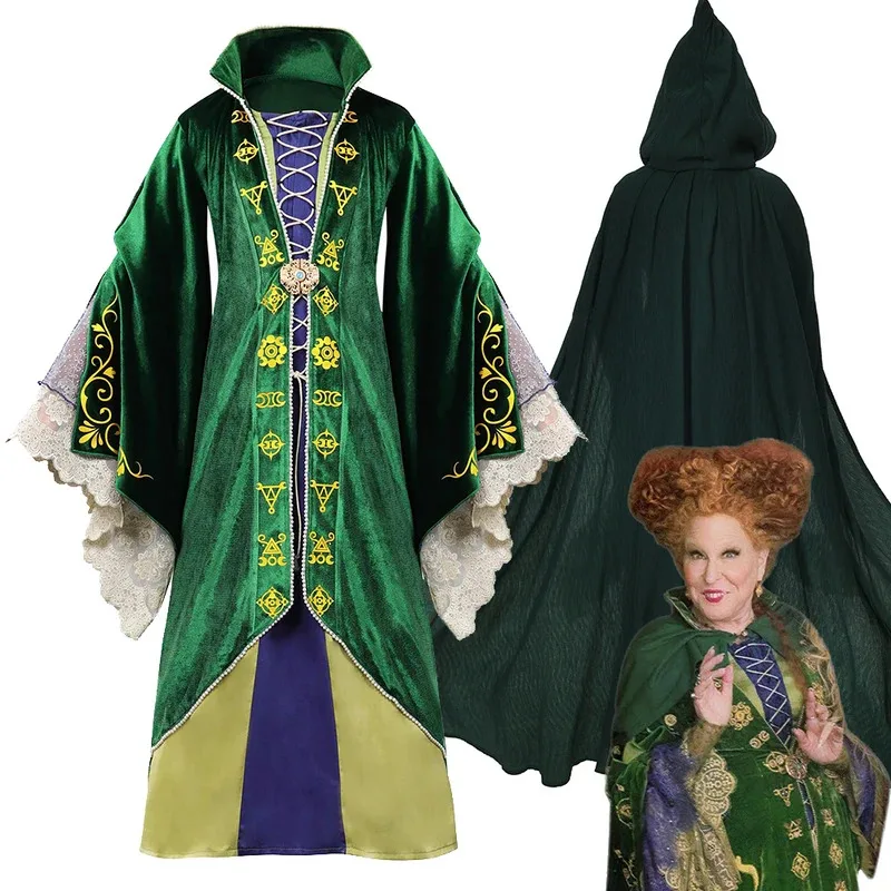 Girls Winifred Sanderson Cosplay Costume Hocus Movie Pocus Dress Cloak ...