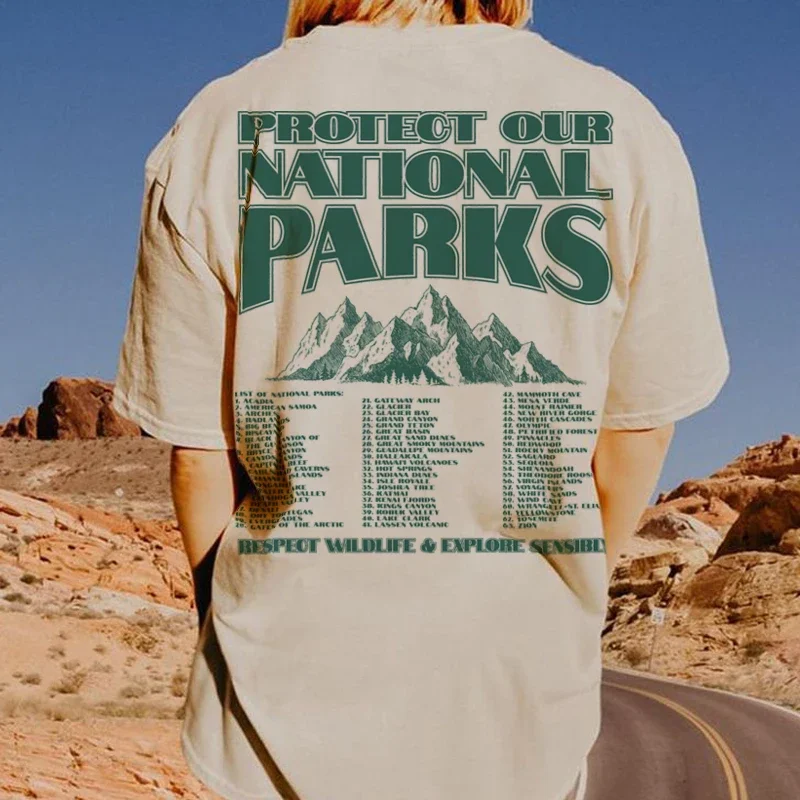 Women Vintage National Parks Back Print T-Shirts Retro Aesthetic ...