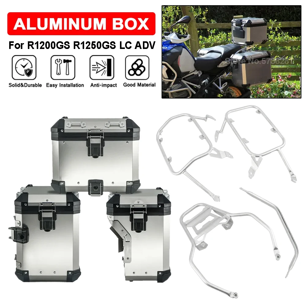 Aluminum Box Top Case Panniers Saddlebag Motorcycle Trunk Luggage Rack ...