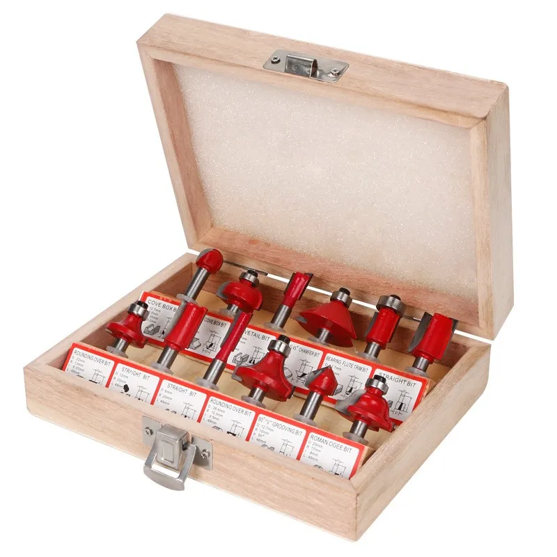 6mm-12-15Pcs-Router-Bit-Set-Trimming-Straight-Milling-Cutter-Wood-Bits ...