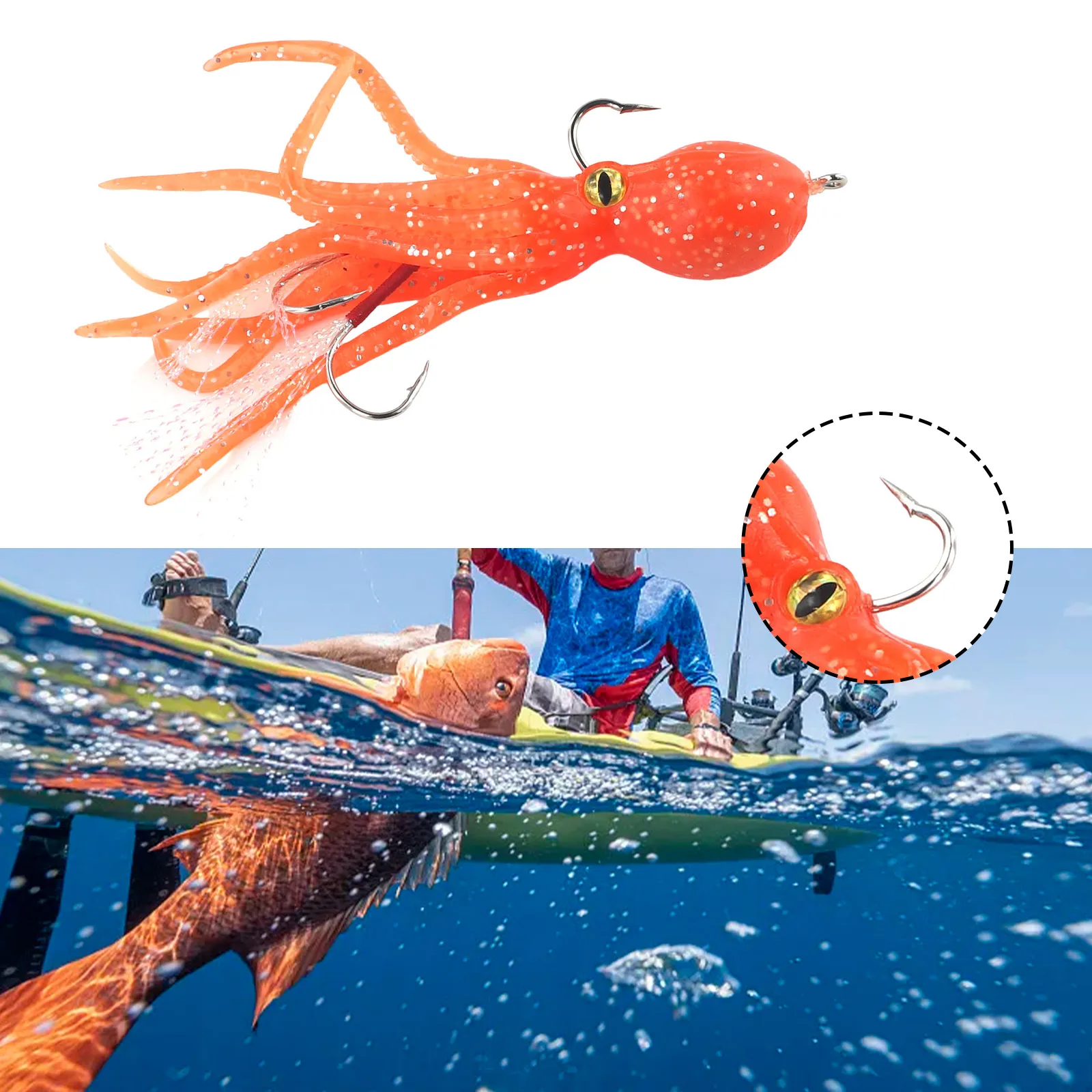 1PC-22g-11cm-Octopus-Fishing-Lure-Double-Hook-Artificial-Silicone-Soft ...