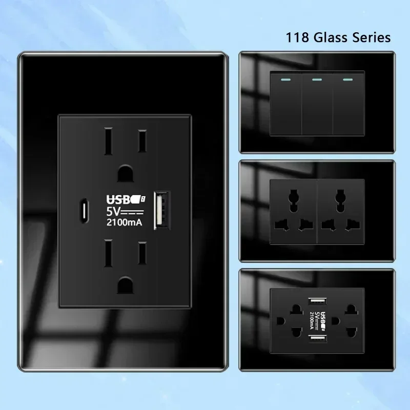 American-Type-c-Quick-Charge-Wall-Power-Outlet-2Way-Light-Electrical ...