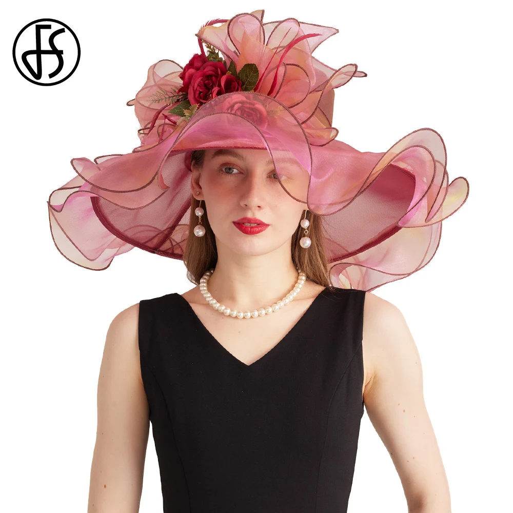 FS-Organza-Carnival-Cap-Lady-Wide-Brim-Kentucky-Derby-Hats-For-Women ...