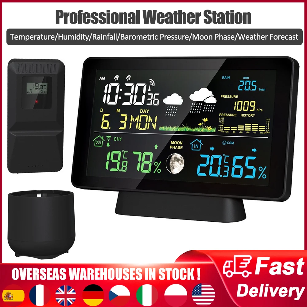 Digital-Weather-Station-Clock-Temperature-Humidity-Rainfall-Barometric ...