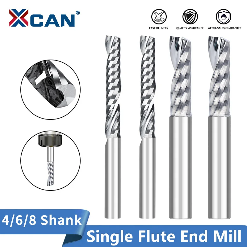Xcan 1pc Single Flute Spiral End Mill Carbide Milling Cutter Cnc Router ...