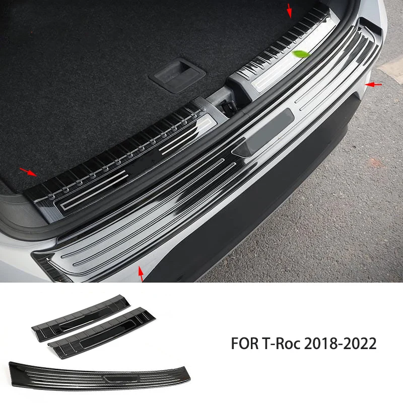 FIT FOR Volkswagen T-Roc 2018-2022 Stainless steel black chrome Rear ...