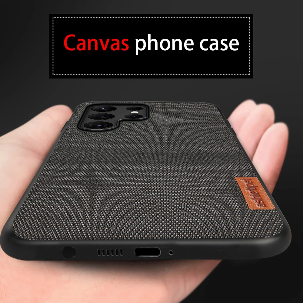 Fabric Canvas Phone Case for Samsung Galaxy S23 S22 Ultra S21 S20 FE ...